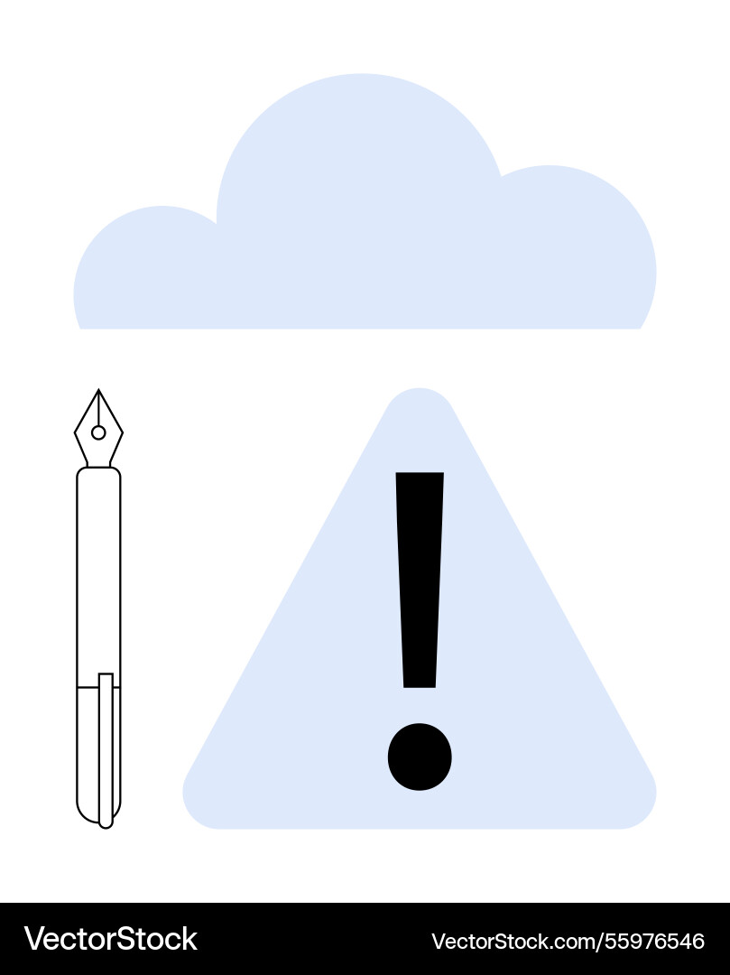 Warning alert with cloud and fountain pen Vector Image