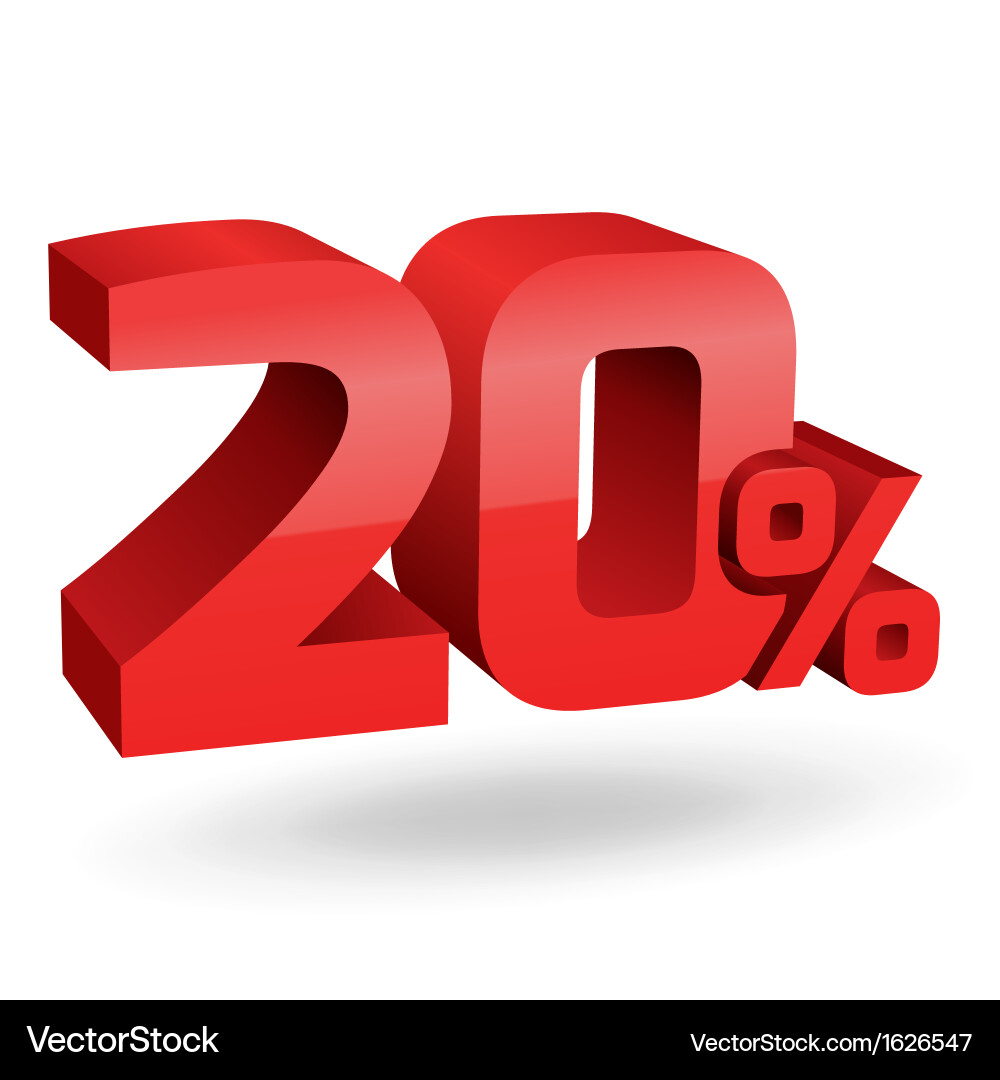 20 percent digits Royalty Free Vector Image - VectorStock