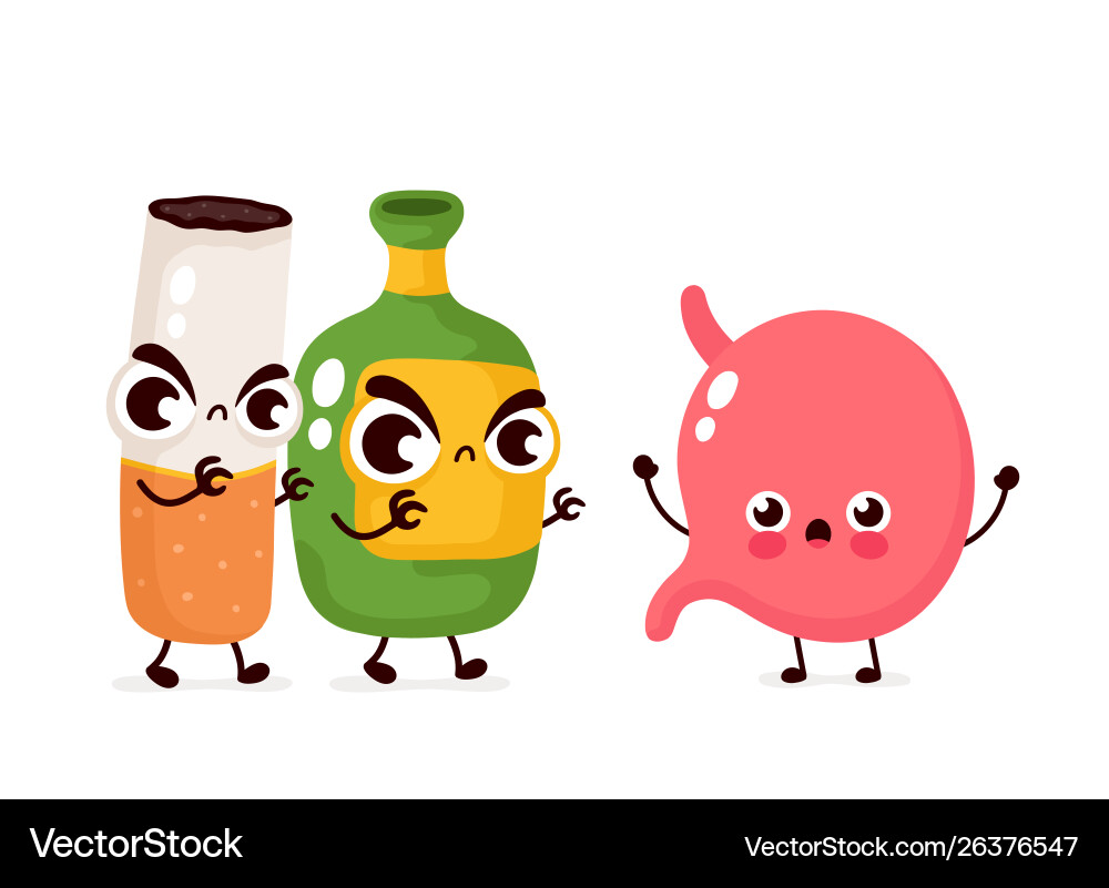 Angry scary Alkohol Flasche und Magen Lizenzfreier Vektor