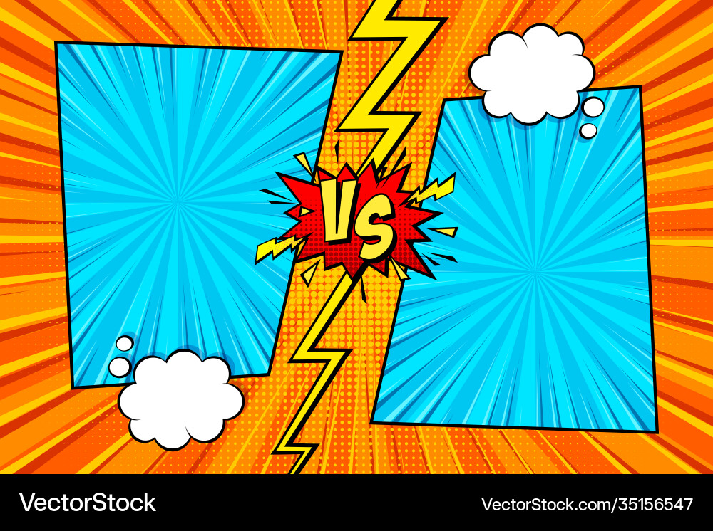 Cartoon comic background fight versus comics Vector Image