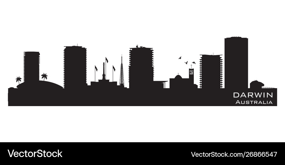 Darwin australia city skyline silhouette Vector Image