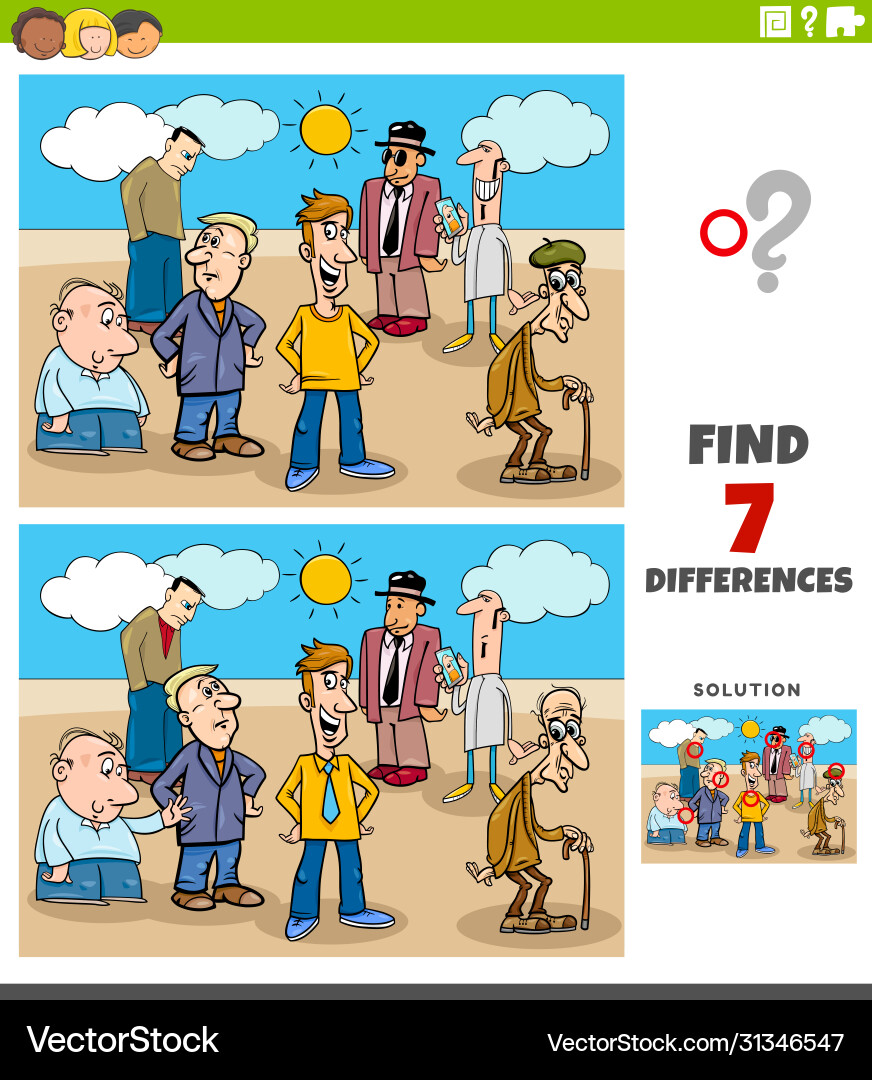 Differences educational task with cartoon people Vector Image