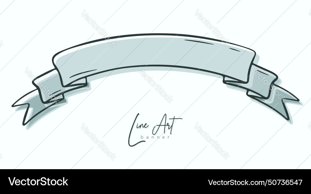 Hand drawn line art ribbon banner Royalty Free Vector Image