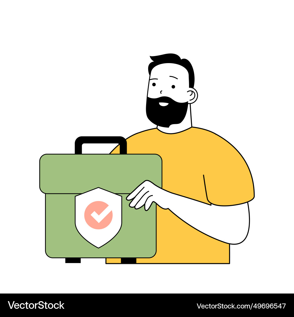 Insurance service concept with cartoon people Vector Image