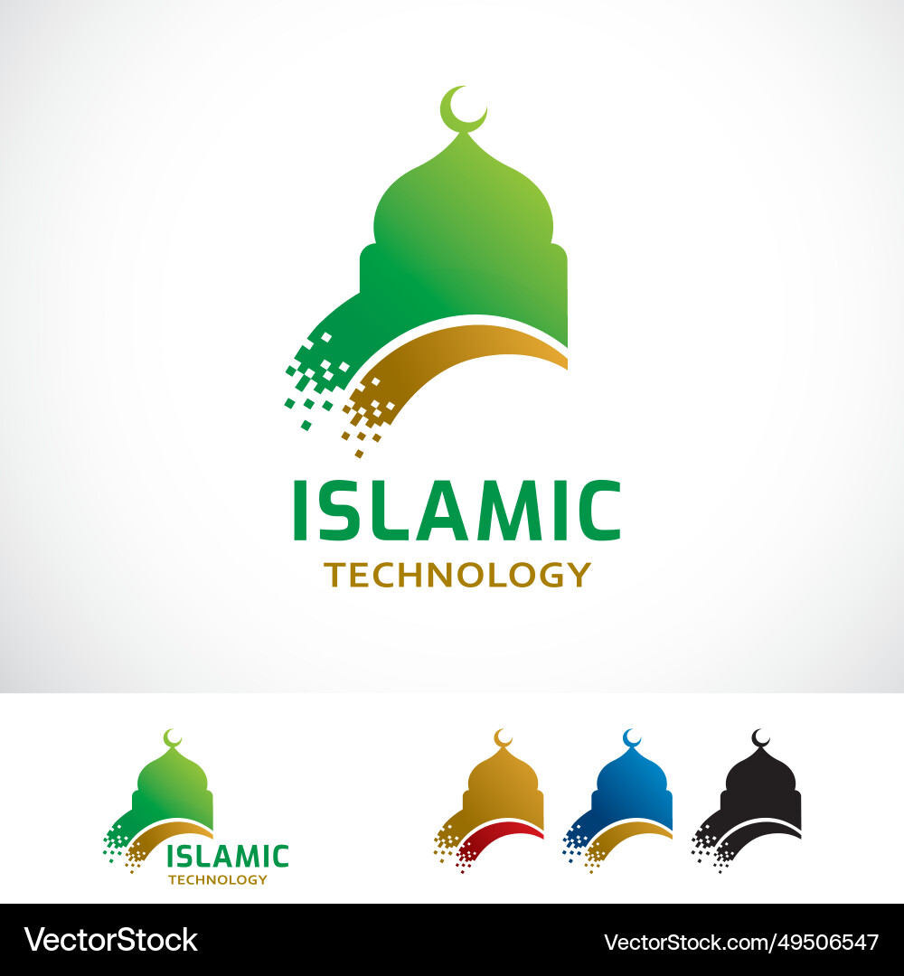 Islamic technology logo design template Royalty Free Vector
