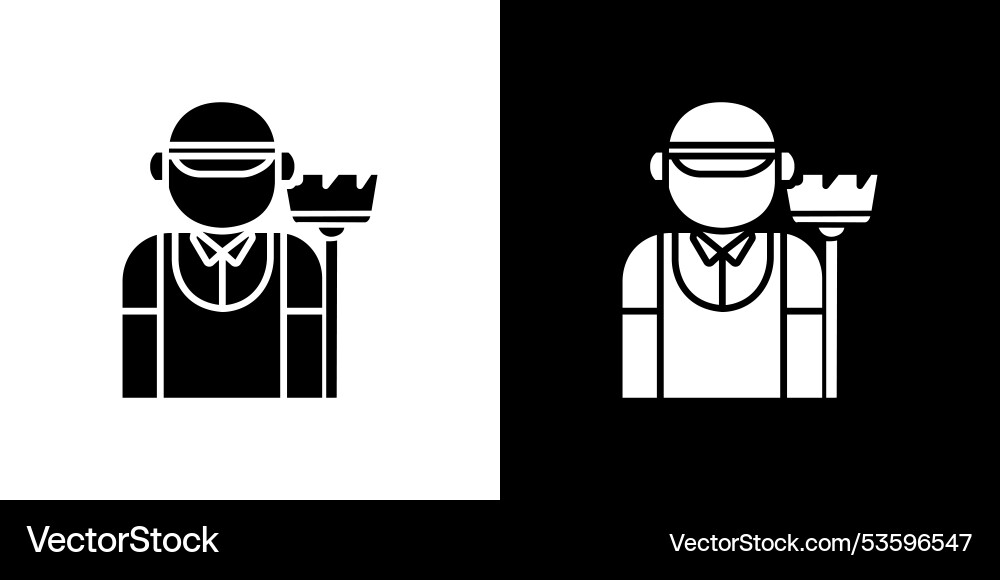 Janitor icon isolated flat in outline Royalty Free Vector