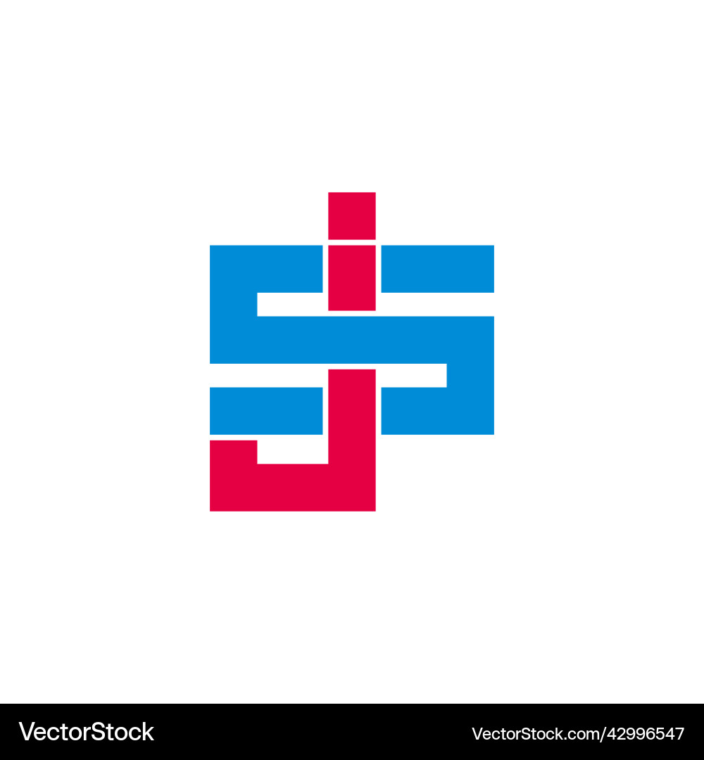 Letter sj simple geometric linear colorful logo Vector Image
