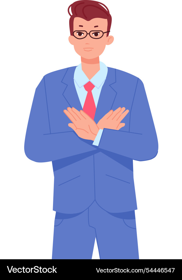 No sign man showing refusal hand gesture Vector Image