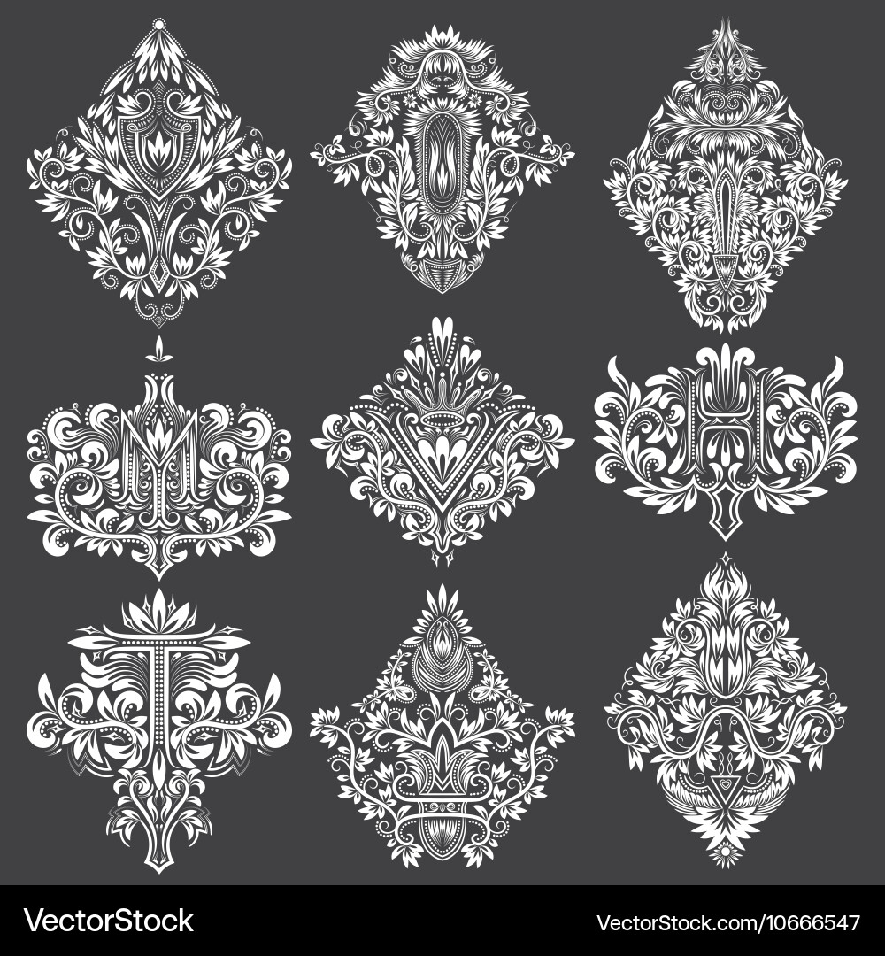 Ornate Floral Baroque Elements Royalty Free Vector Image