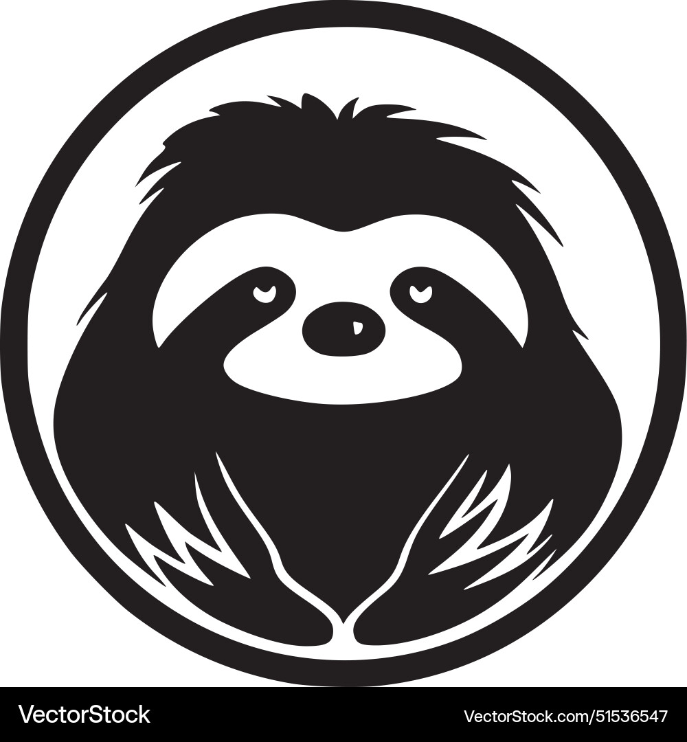Sloth - black and white isolated icon Royalty Free Vector