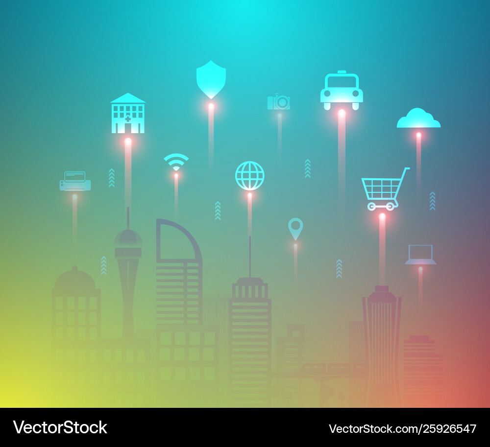 Smart city and internet things with floating Vector Image
