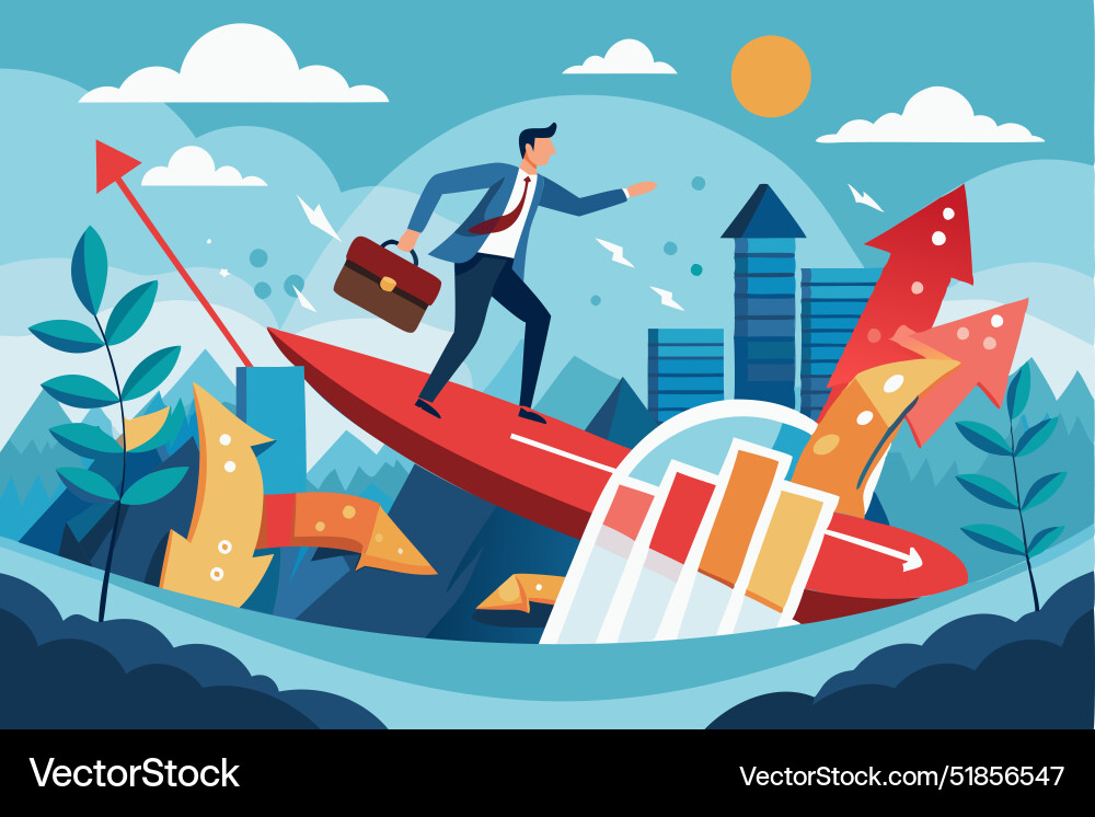 Surfing financial waves thriving in volatility Vector Image