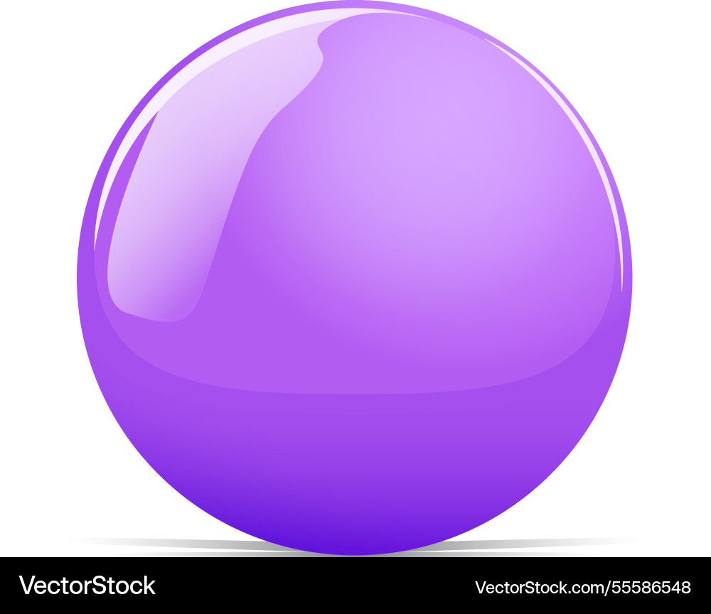 A shiny purple sphere with reflective highlights Vector Image