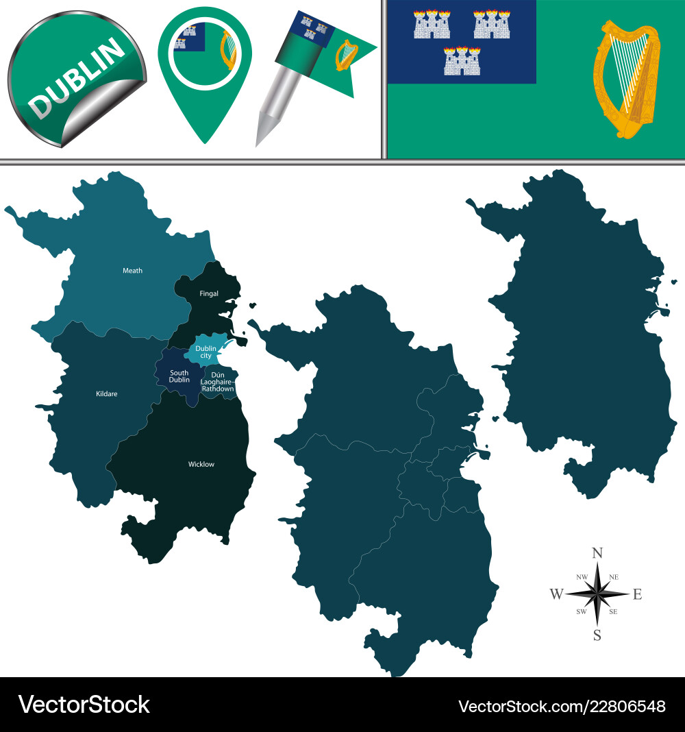Dublin County Map Royalty Free Vector Image - VectorStock