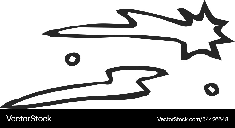 Flying comet doodle space star line drawing Vector Image