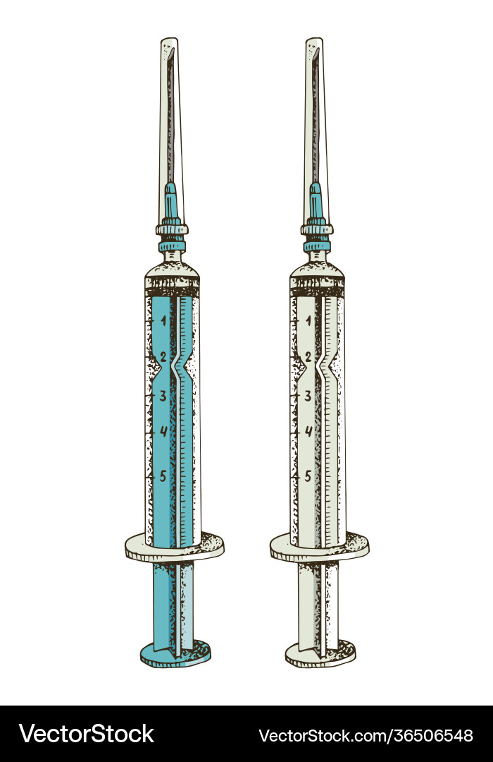 Hand drawn medical empty syringes Royalty Free Vector Image