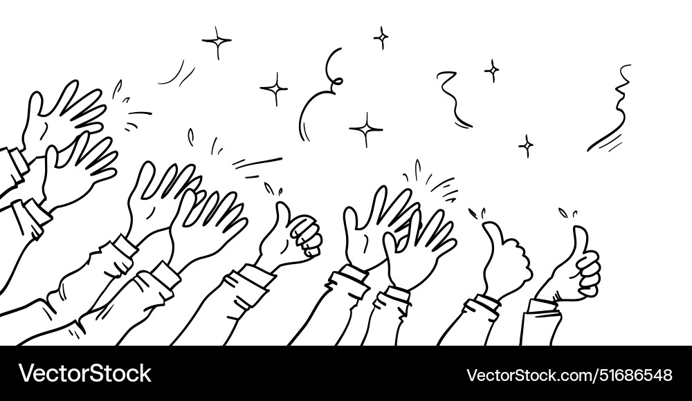 Hand drawn of hands clapping ovation applause Vector Image