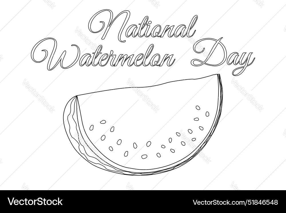 National watermelon day coloring page Royalty Free Vector