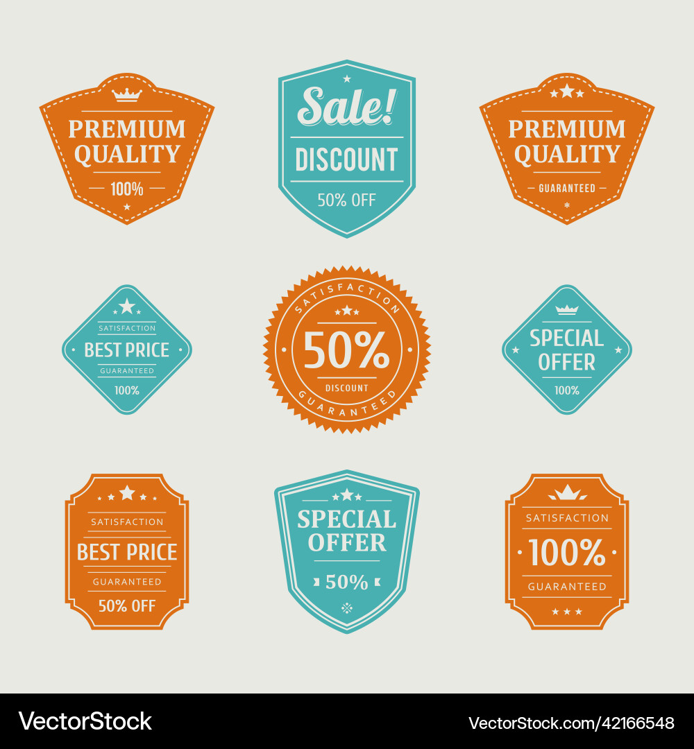 Set retro heraldic shield label border commercial Vector Image