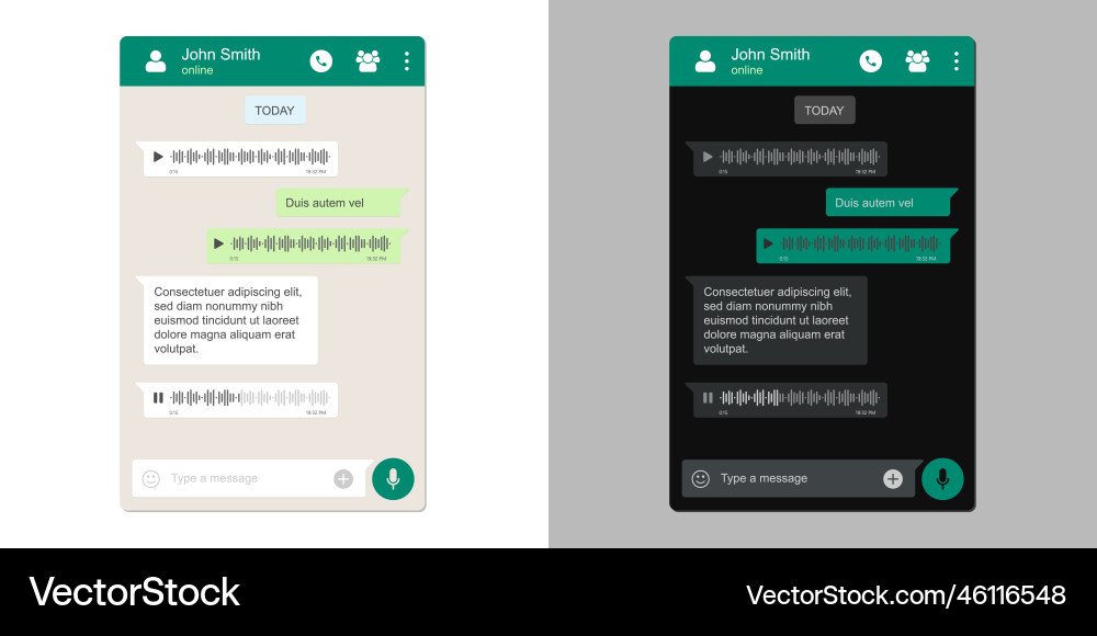 Voice message chat interface for messenger Vector Image