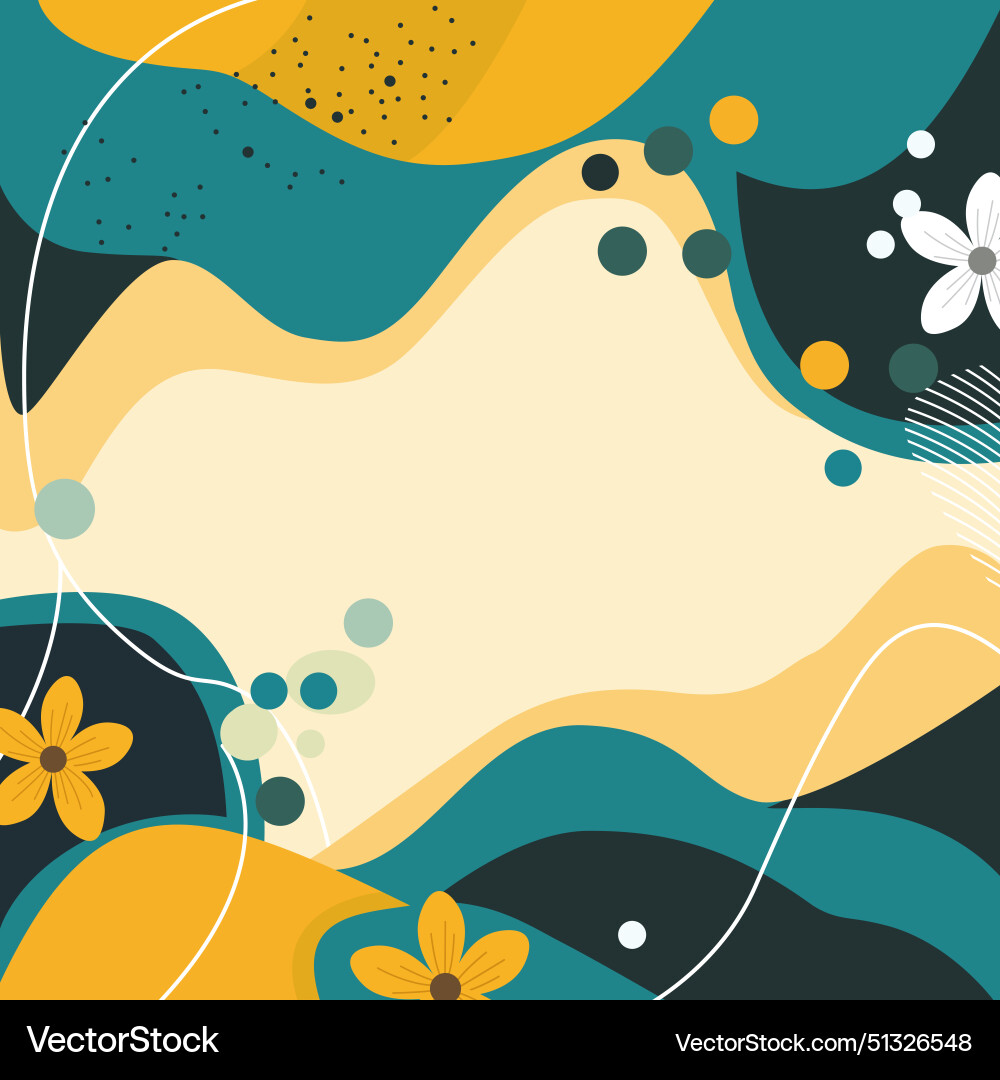 Yellow green fluid frame background with flower Vector Image
