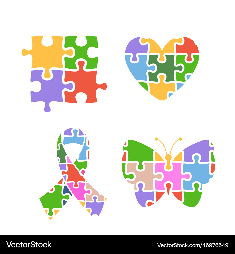 Autism spectrum disorder awareness symbols Vector Image