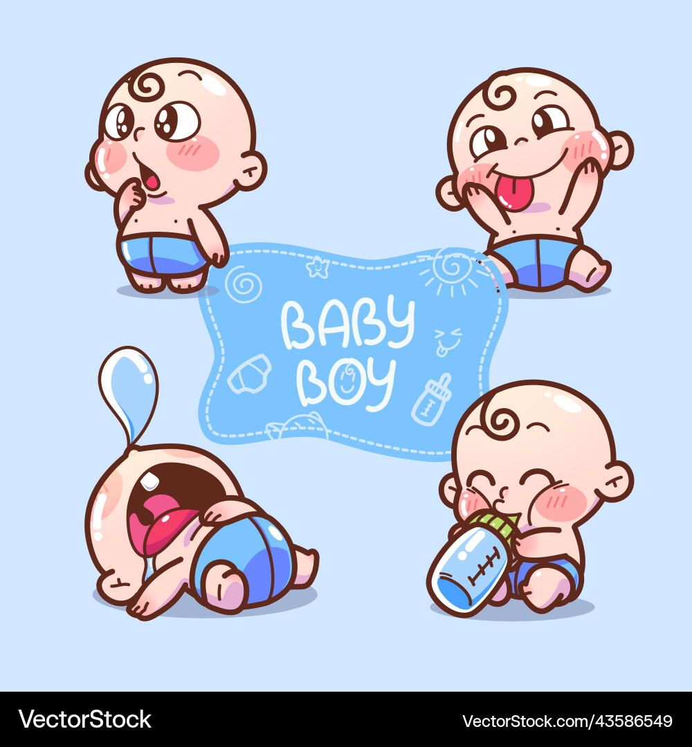 Cute baby boy collection Royalty Free Vector Image