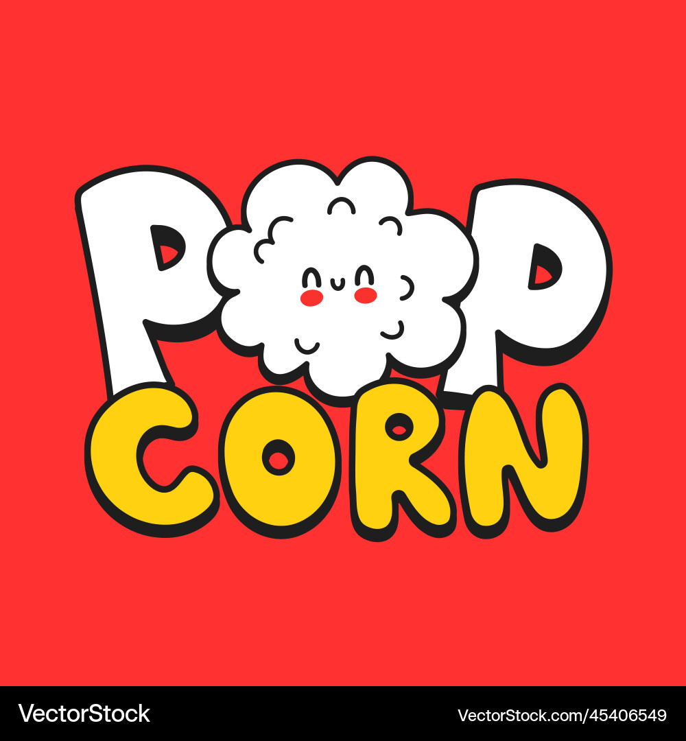 Cute happy funny popcorn logo template design Vector Image