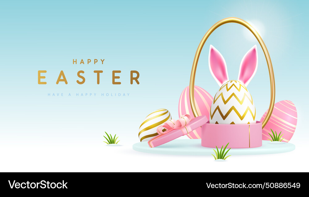 Happy easter holiday background with gift box Vector Image