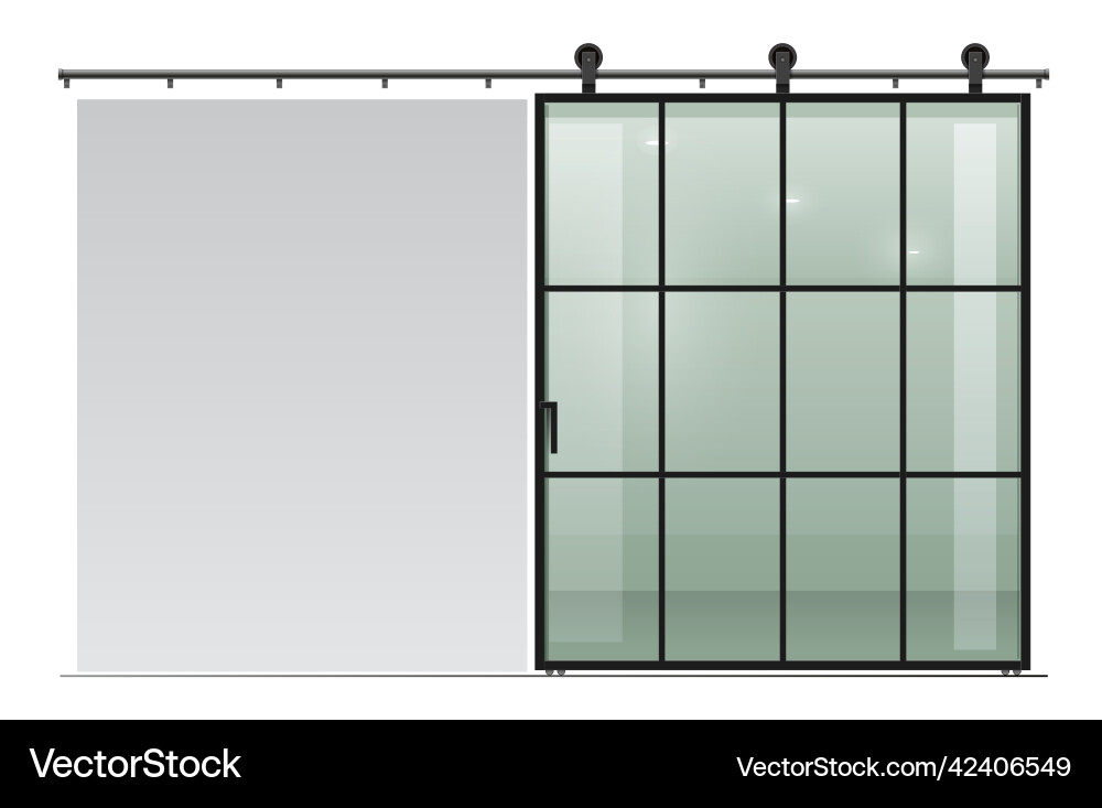 Large glass sliding door in loft style Royalty Free Vector
