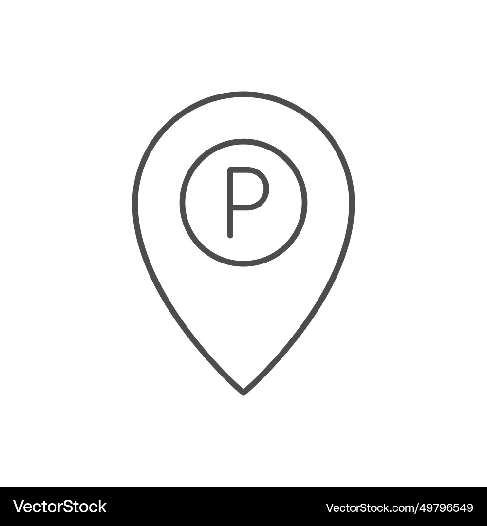 Parking pin line outline icon Royalty Free Vector Image