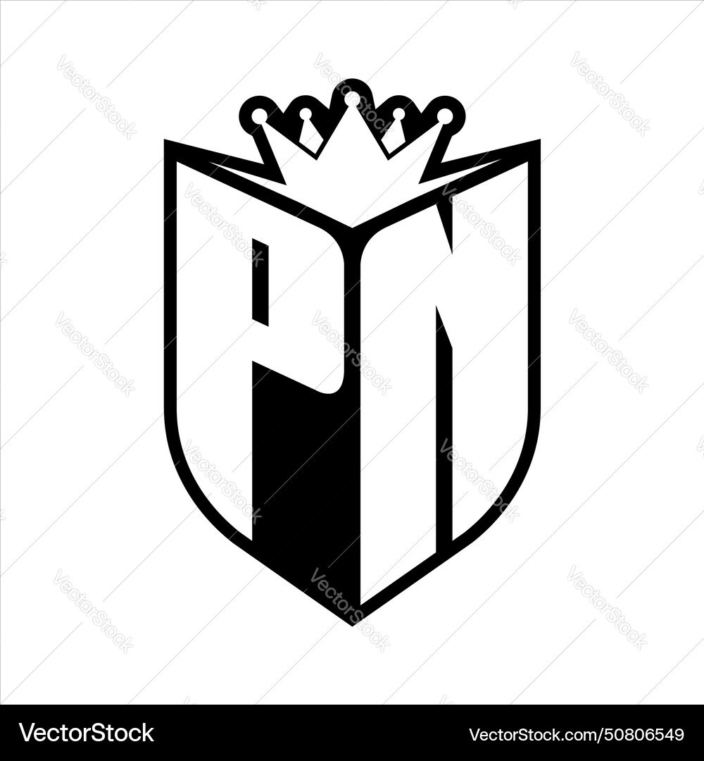 Pn letter bold monogram with shield shape Vector Image