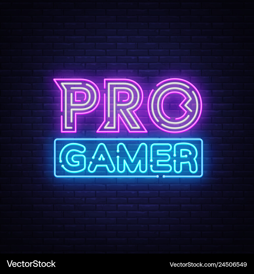 Pro gamer neon sign gaming design Royalty Free Vector Image