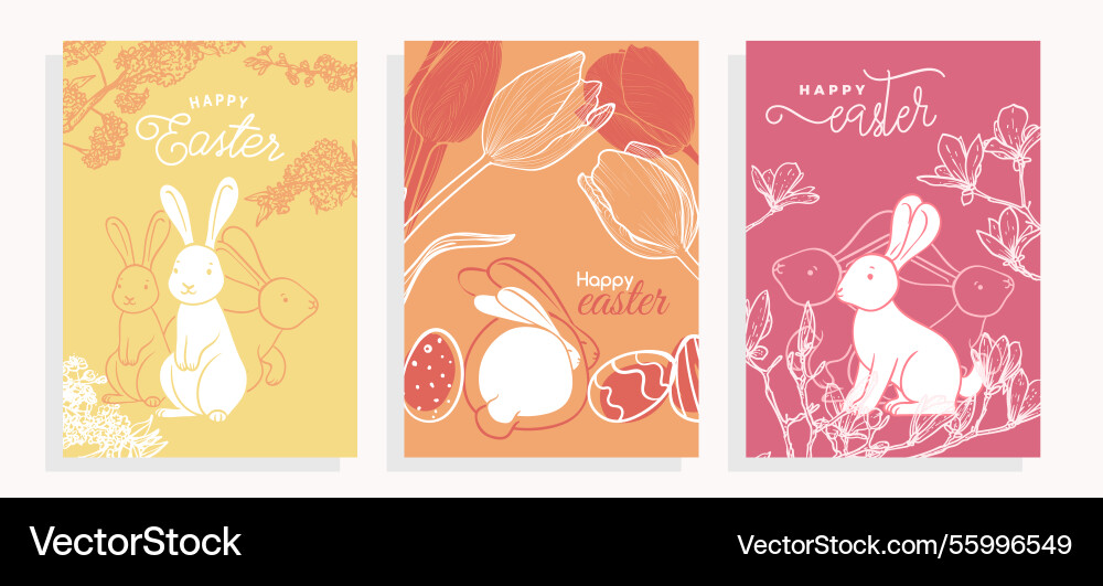 Warm easter design templates with bunnies Vector Image