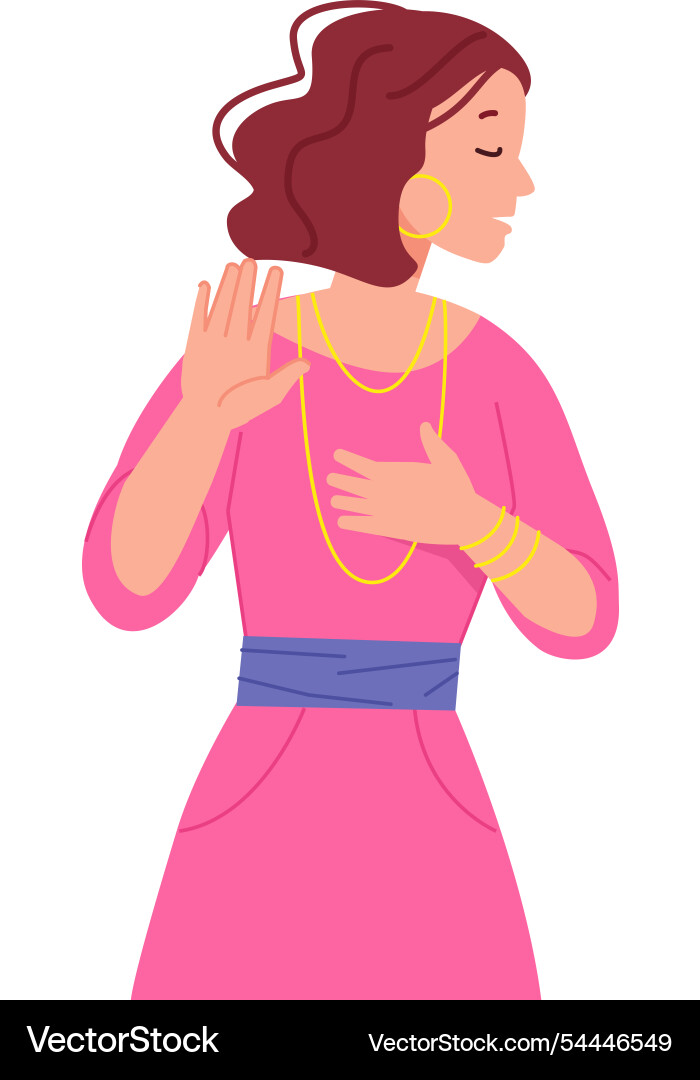 Woman refuse rejection body language stop sign Vector Image