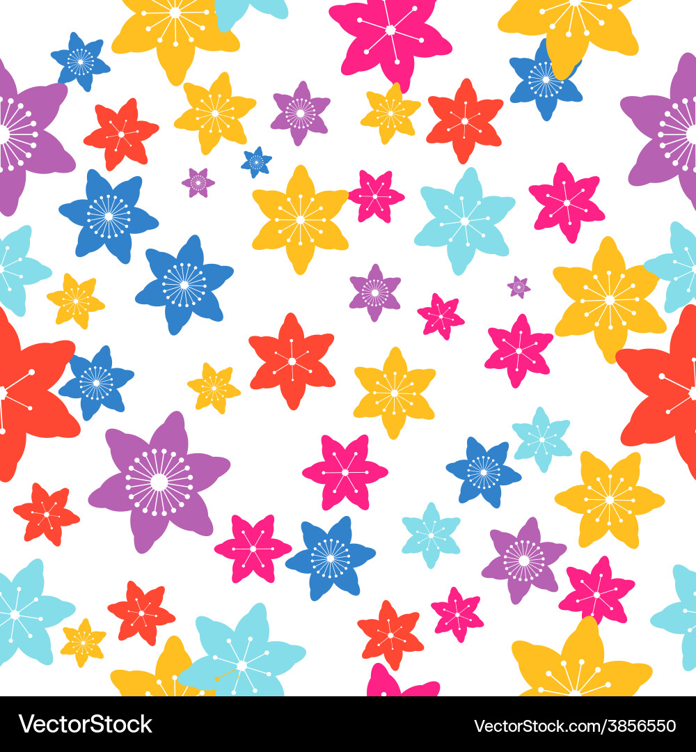 Abstract colorful flowers seamless pattern Vector Image