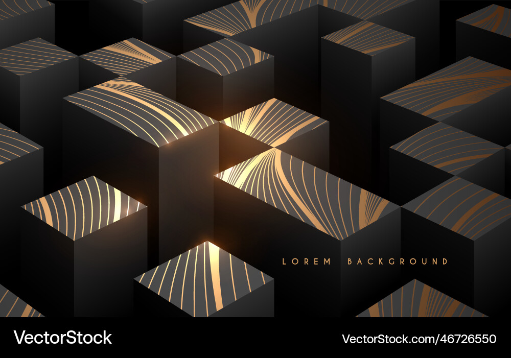 Black and gold geometric shapes background Vector Image
