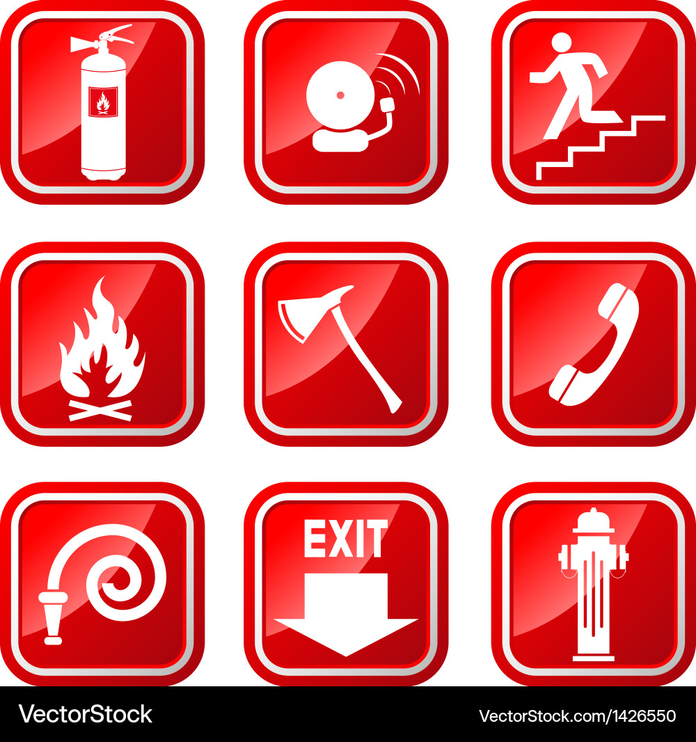 Fire Safety Icons Set Royalty Free Vector Image