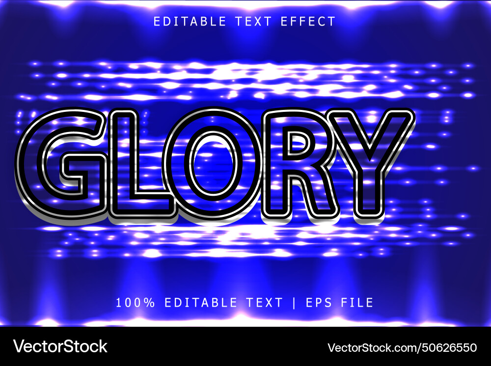 Glory editable text effect 3 dimension emboss Vector Image