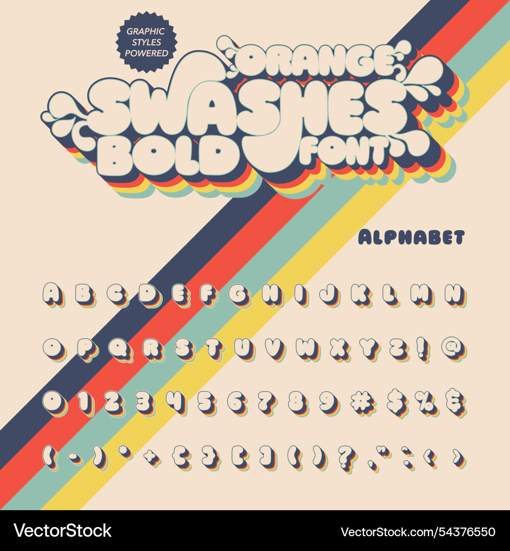 Groovy retro vintage display bold font alphabet – Royalty-Free Vector ...