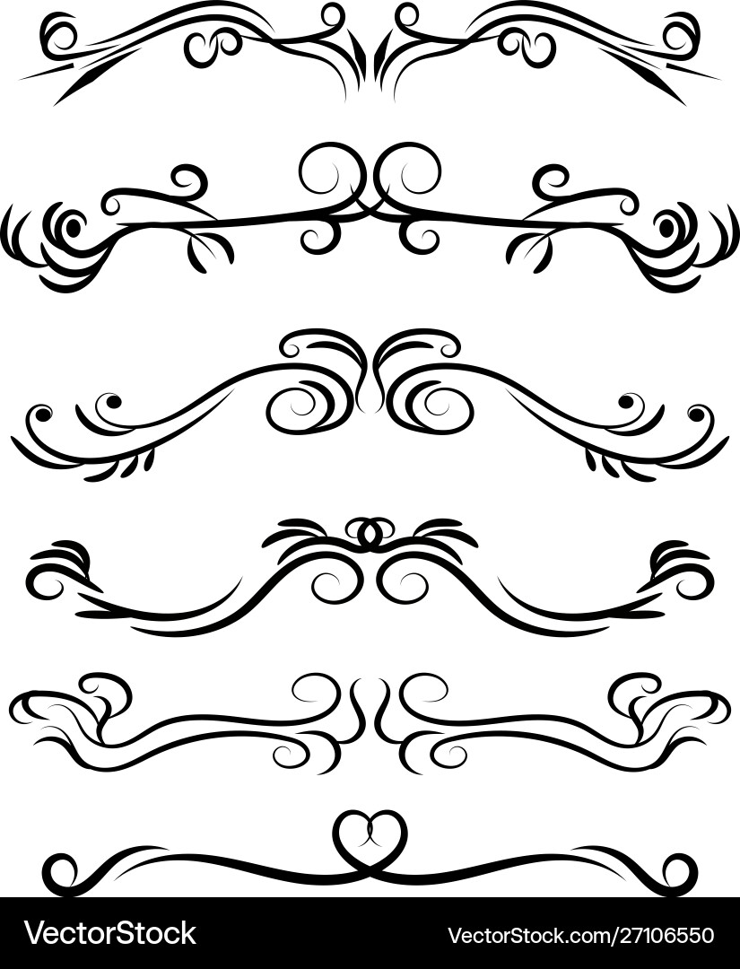 Hand Drawn Swirl Decorative Borders Royalty Free Vector