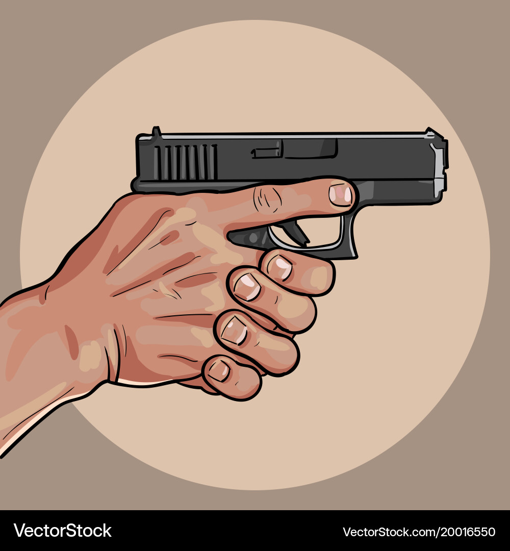 Hand with gun control using both hands Royalty Free Vector