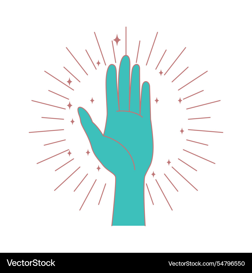 Open hand with shine sparkling decoration Vector Image