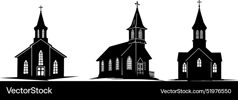 Set of churches in black Royalty Free Vector Image