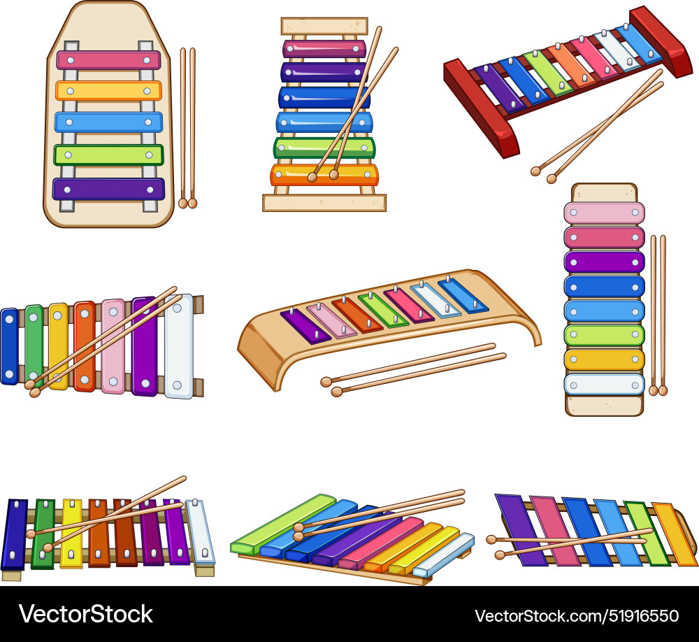 Xylophone set cartoon Royalty Free Vector Image
