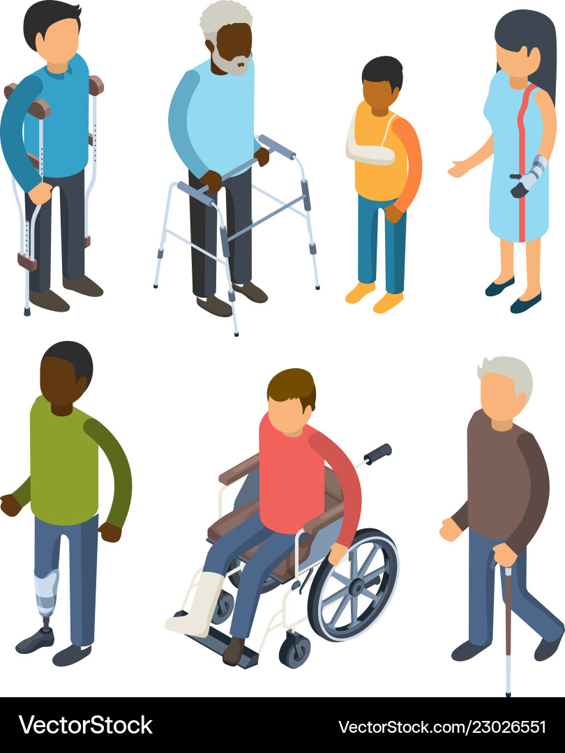 Disabilities persons isometric injury invalids Vector Image