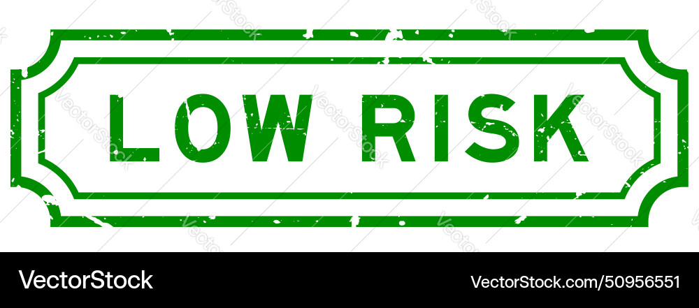 Grunge green low risk word rubber seal stamp Vector Image
