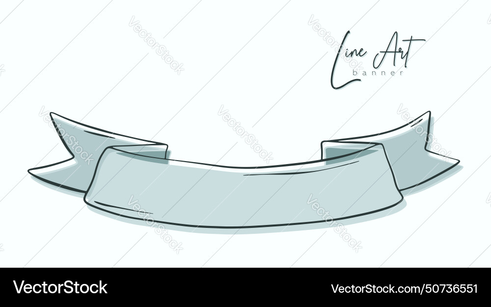 Hand drawn line art ribbon banner Royalty Free Vector Image