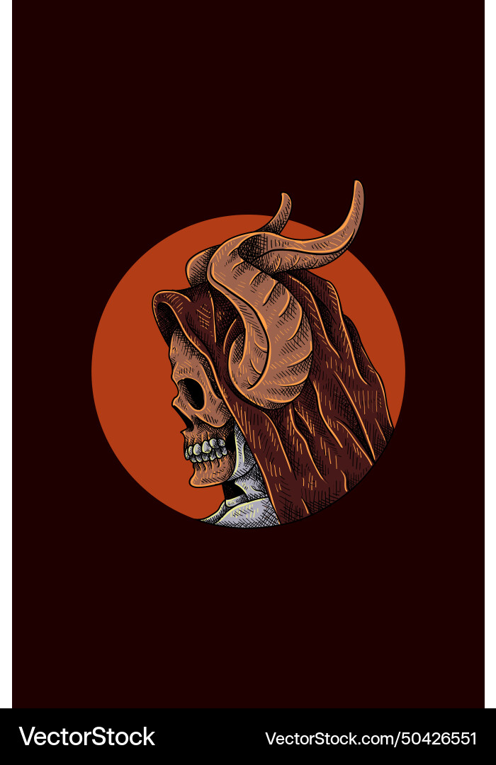 Horned skull Royalty Free Vector Image - VectorStock