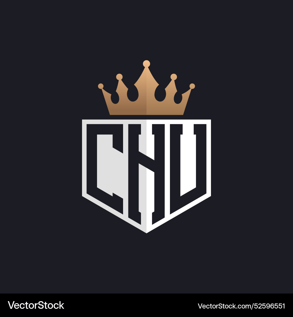 Luxury chu logo with crown elegant initials chu Vector Image